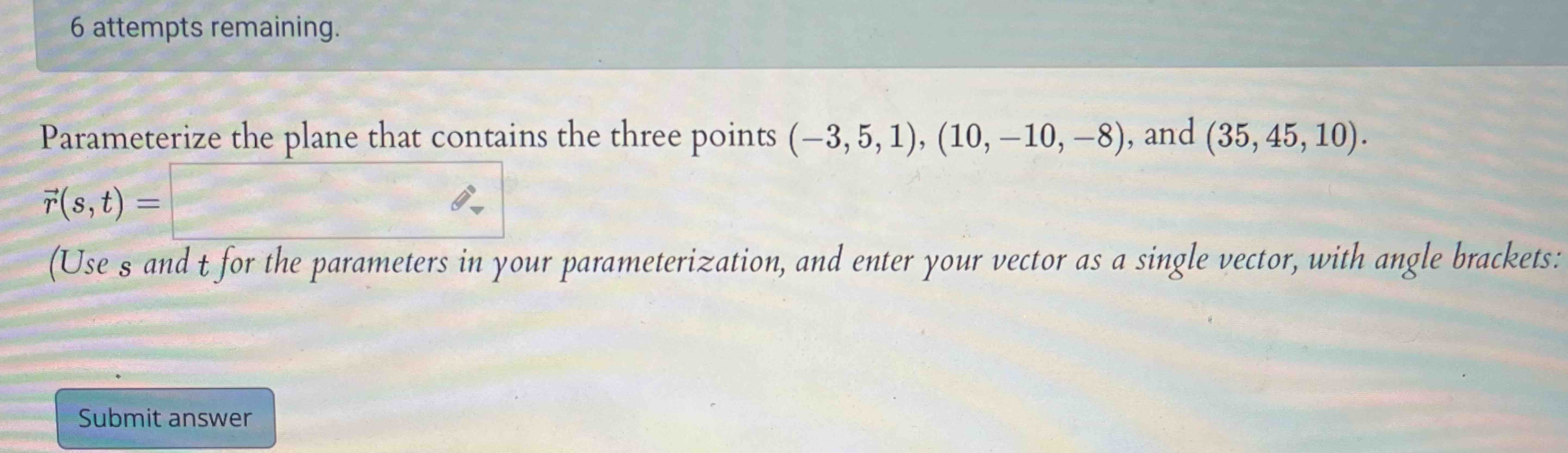 Solved Parameterize the plane that contains the three points | Chegg.com