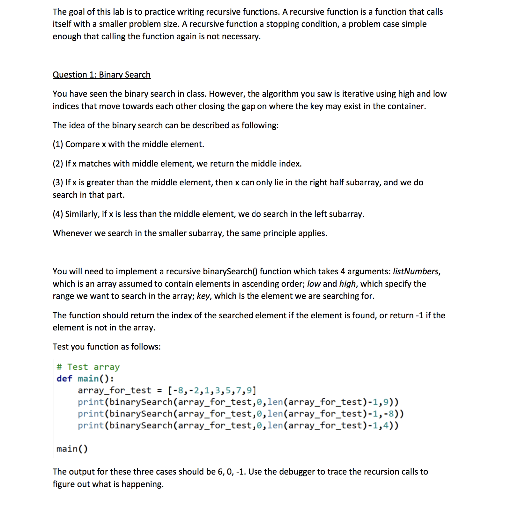 Solved binary_search.py def binarySearch (listNumbers, | Chegg.com