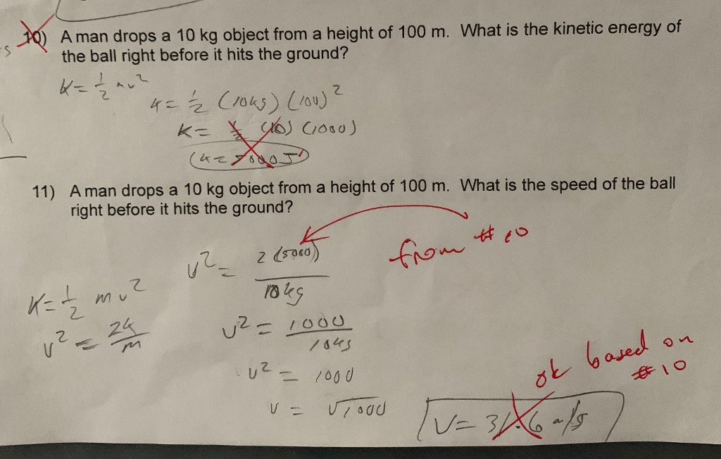 Solved A man drops a 10 kg object from a height of 100 m. | Chegg.com