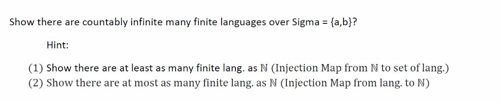 Solved Show that there are countable infinite many languages | Chegg.com