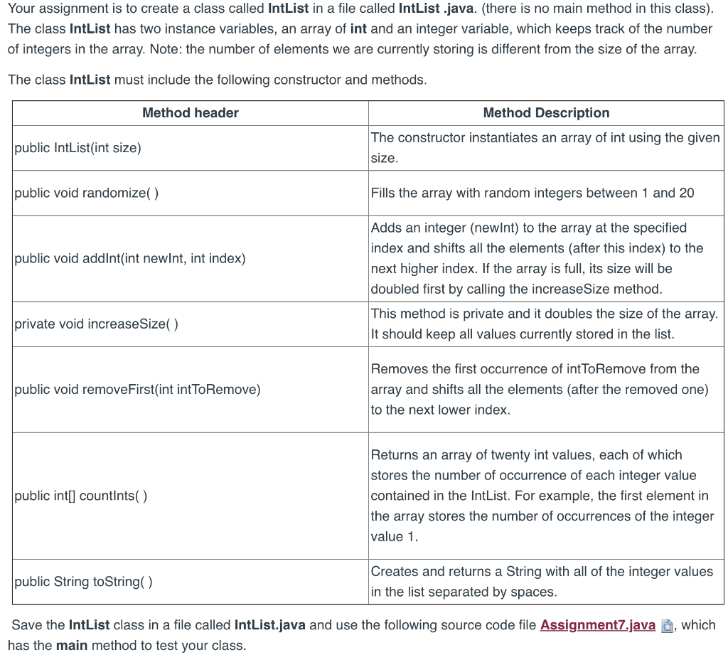 Solved Your assignment is to create a class called IntList | Chegg.com