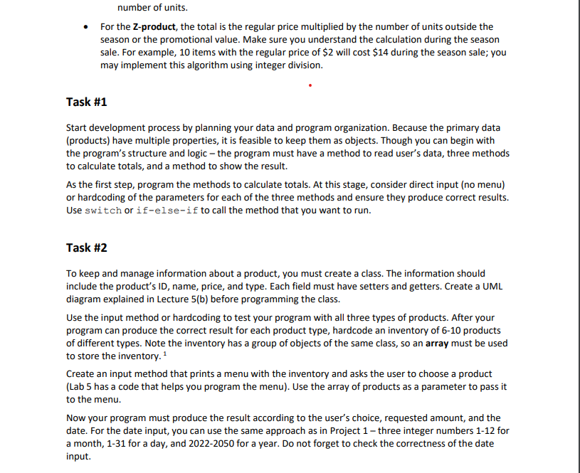 Solved Must be only 2 Java files: a product class and a | Chegg.com