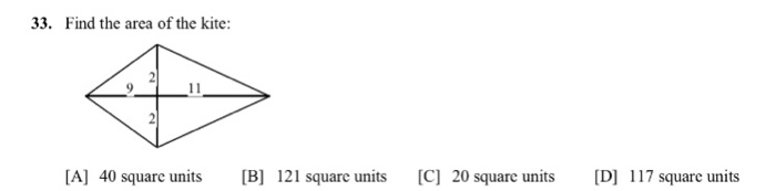 Solved Find the area of the kite: [A] 40 square units [B] | Chegg.com