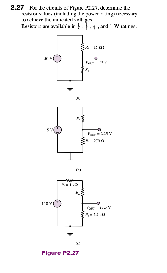 Solved The voltage divider network of Figure P2.26 is | Chegg.com