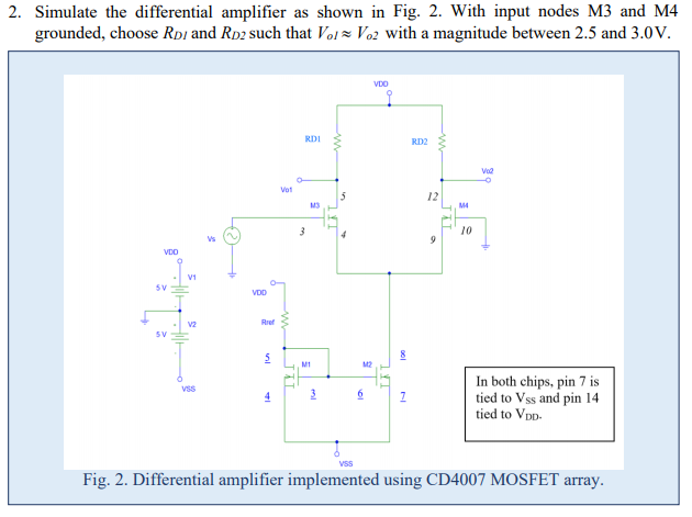 Solved Simulate the differential amplifier as shown in Fig. | Chegg.com