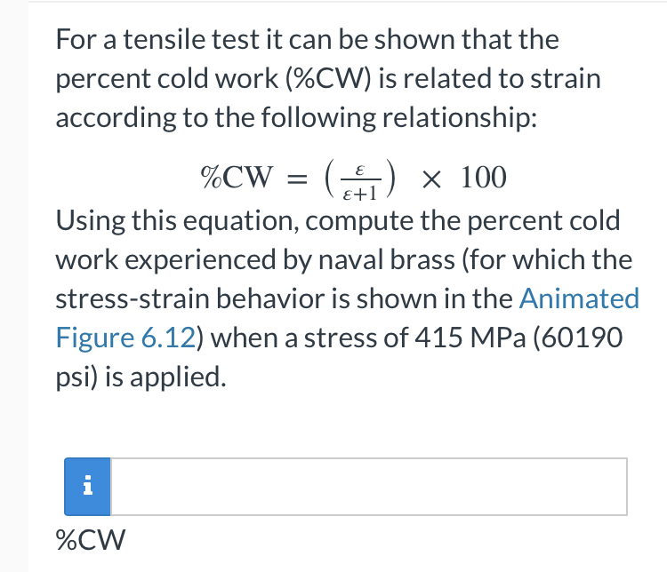 Solved For a tensile test it can be shown that the percent | Chegg.com