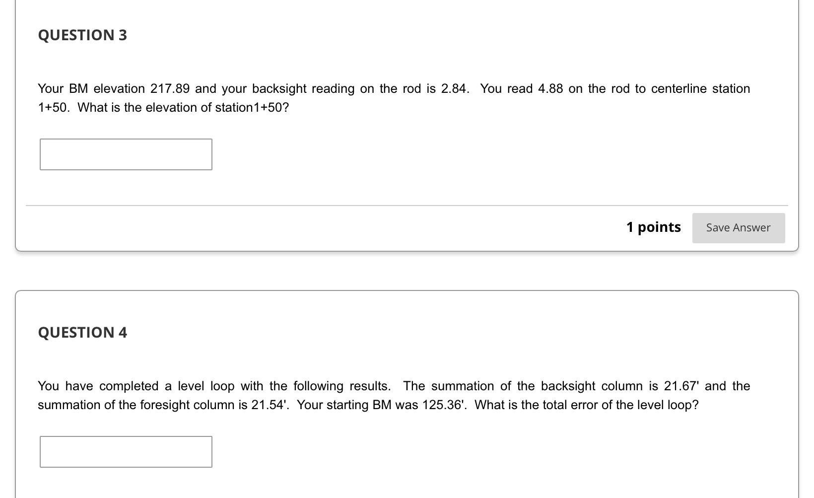 Solved Your BM elevation 217.89 and your backsight reading | Chegg.com