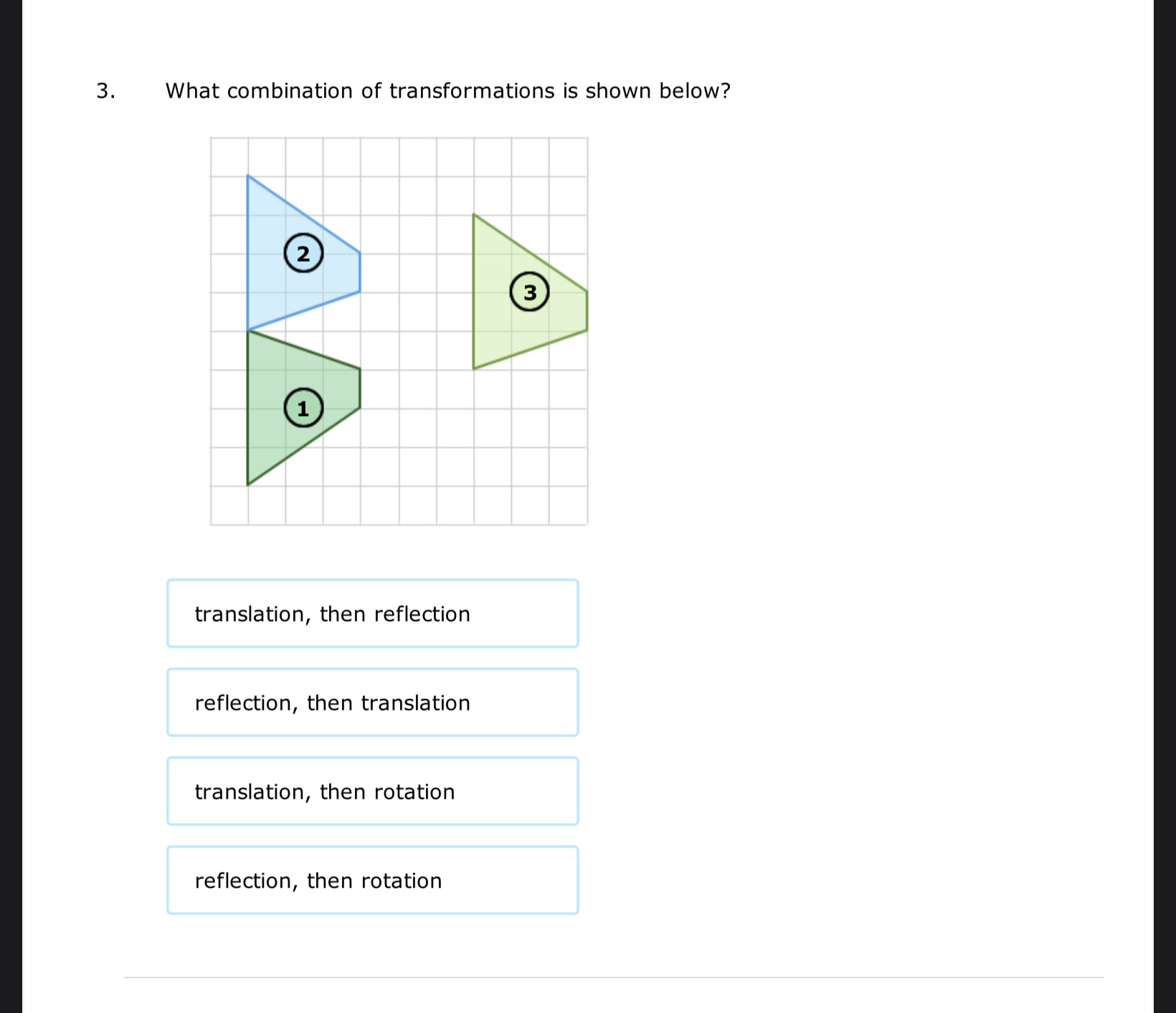Solved 3. ﻿What combination of transformations is shown | Chegg.com