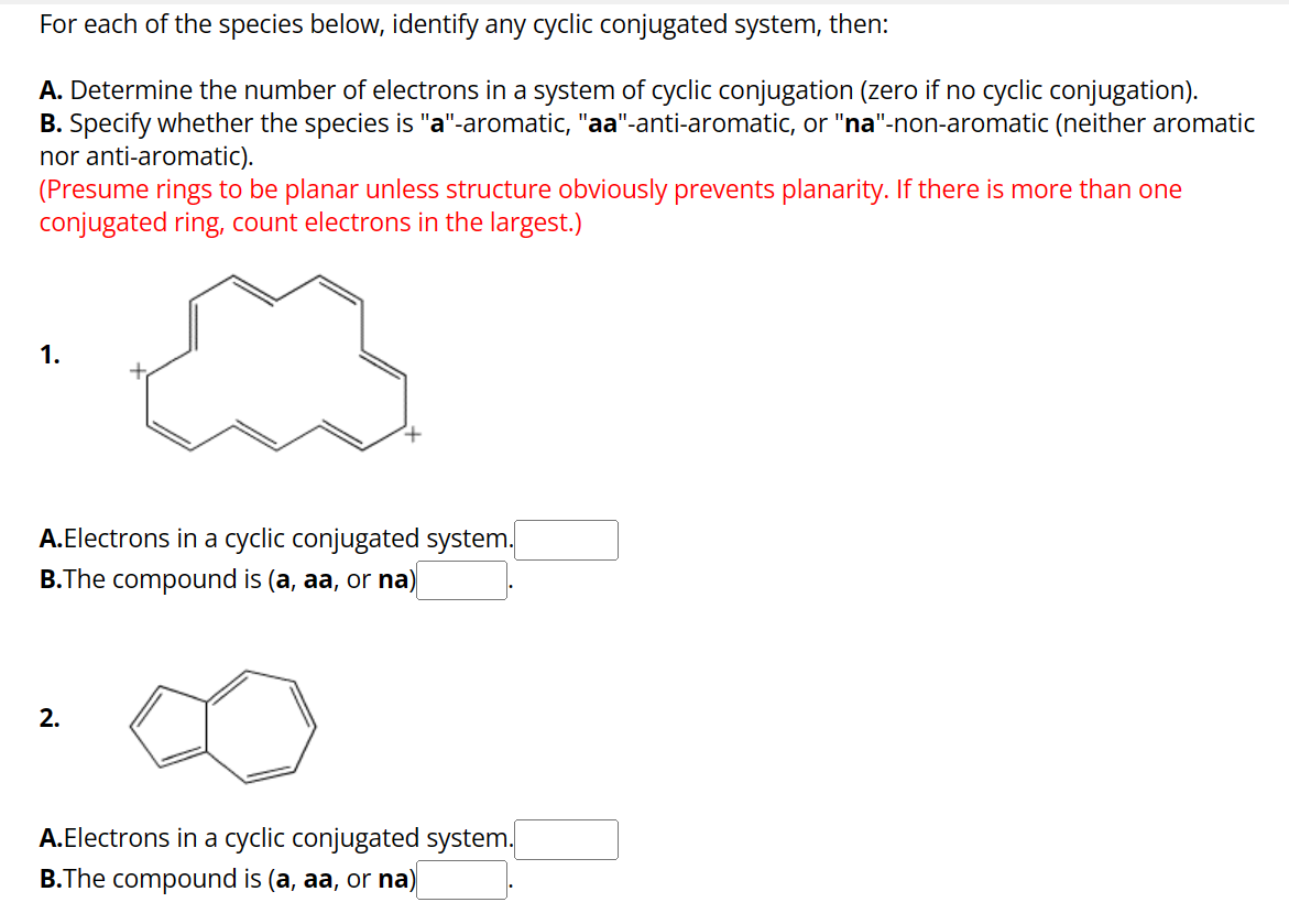 Solved For each of the species below, identify any cyclic | Chegg.com