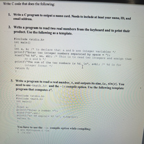 Write C code that does the following:Write a C | Chegg.com