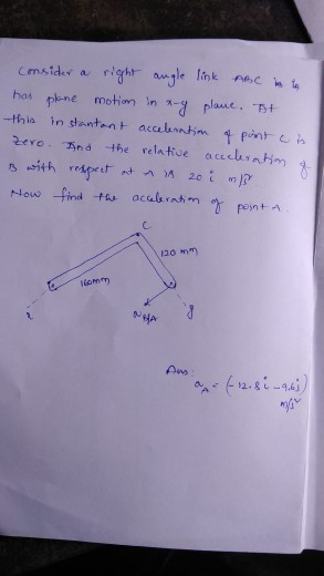 Solved consider a right angle link ABC in has plane motion | Chegg.com