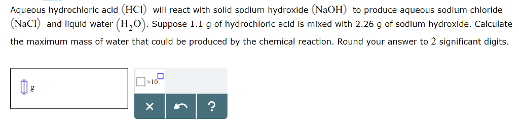 Solved Aqueous hydrochloric acid (HCI) will react with solid | Chegg.com