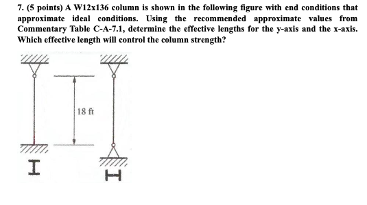 Solved 7. (5 points) A W12x136 column is shown in the | Chegg.com