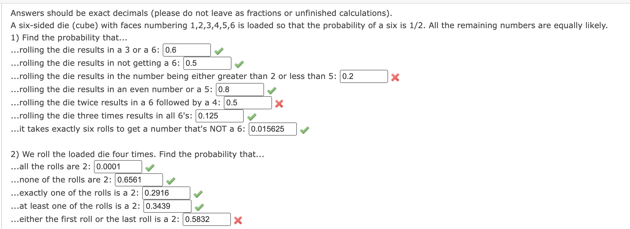 Solved Answers should be exact decimals (please do not leave | Chegg.com