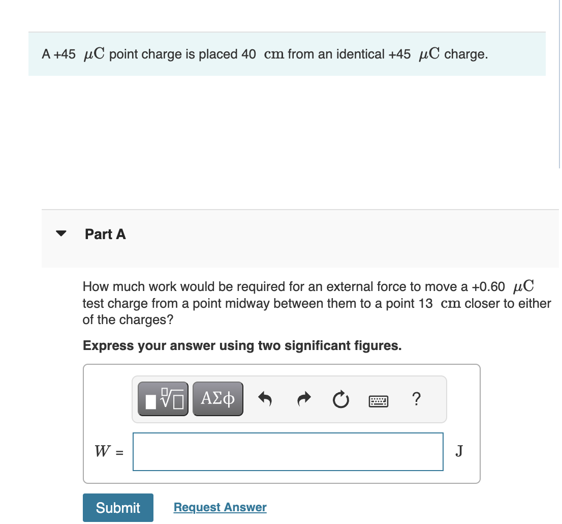 Solved A +45μC ﻿point charge is placed 40cm ﻿from an | Chegg.com