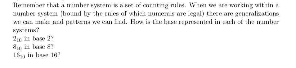 Solved Remember that a number system is a set of counting | Chegg.com