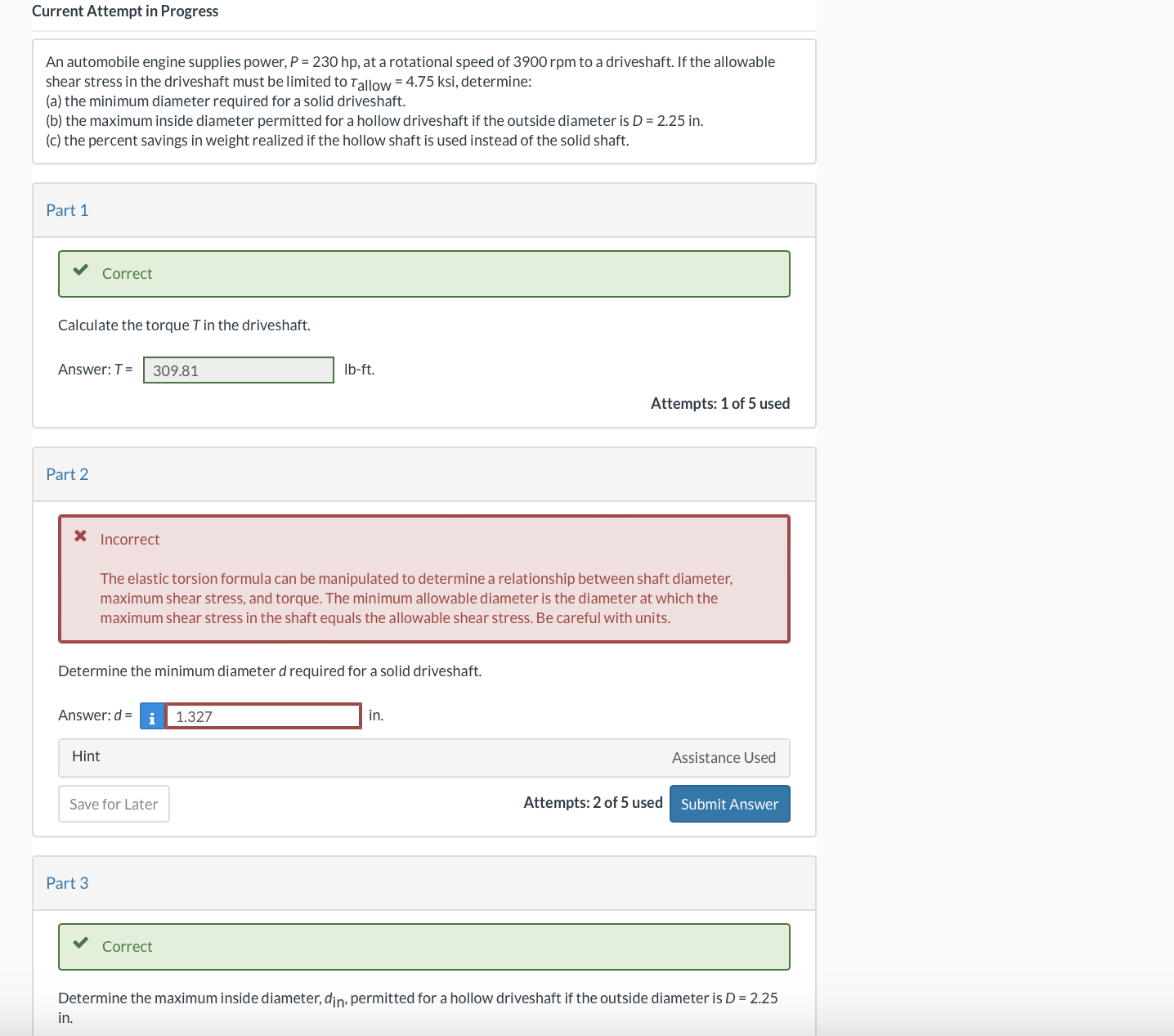 Solved Current Attempt in ProgressAn automobile engine | Chegg.com
