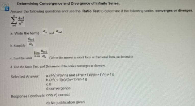 Solved Determining Convergence and Divergence of Infinite | Chegg.com