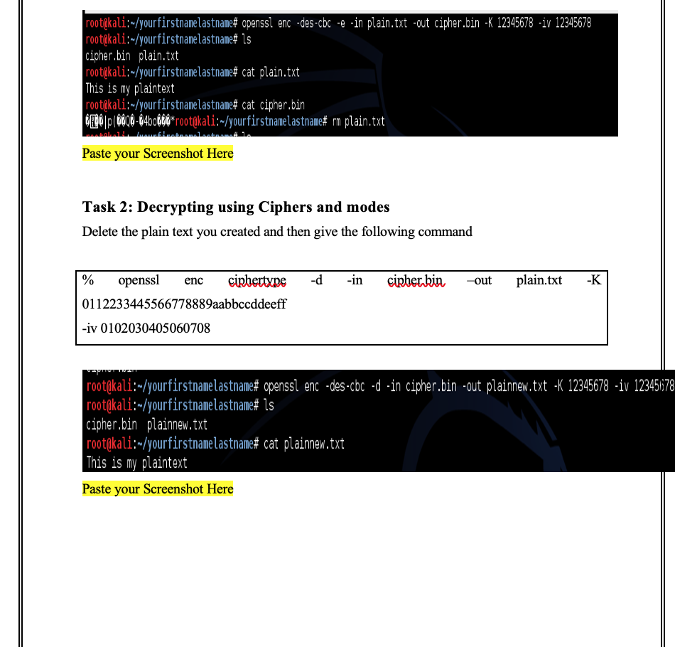 Solved Lab 6: Symmetric encryption(AES and DES) using | Chegg.com