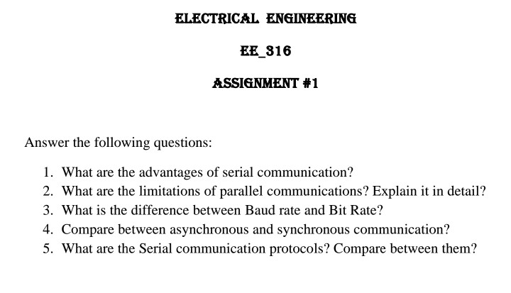 Solved ELECTRICAL ENGINEERING EE_316 ASSIGNMENT #1 Answer | Chegg.com