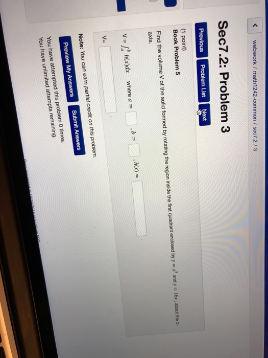 Solved webwork/math1242-common/sec7.2/1 Sec7.2: Problem 1 | Chegg.com