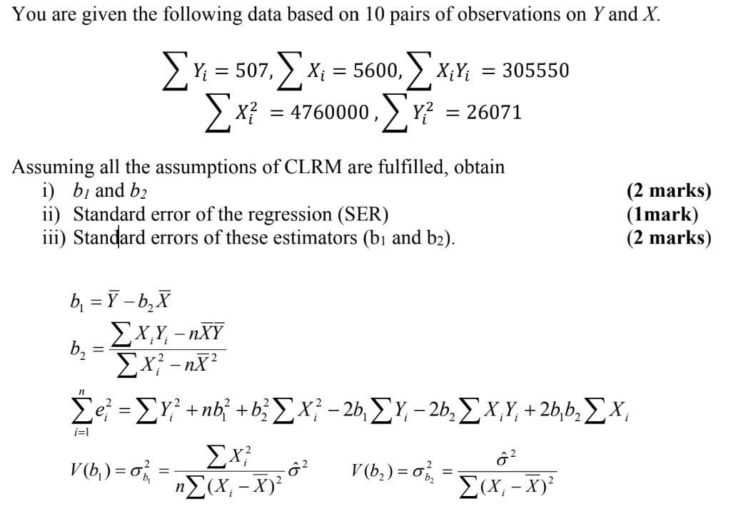 Solved You are given the following data based on 10 pairs of | Chegg.com