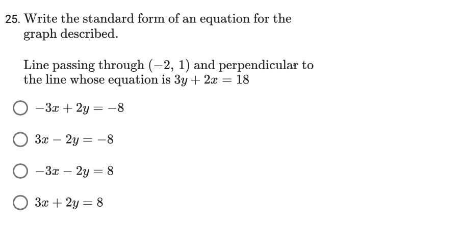 Solved 25. Write the standard form of an equation for the | Chegg.com