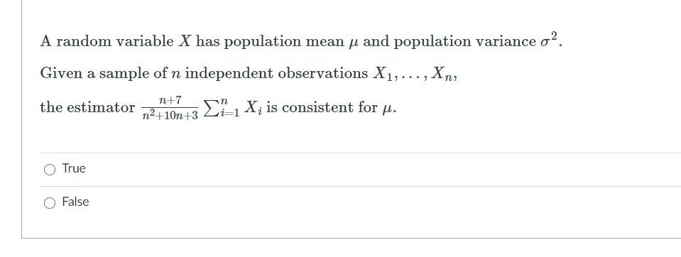 Solved A random variable X has population mean u and | Chegg.com