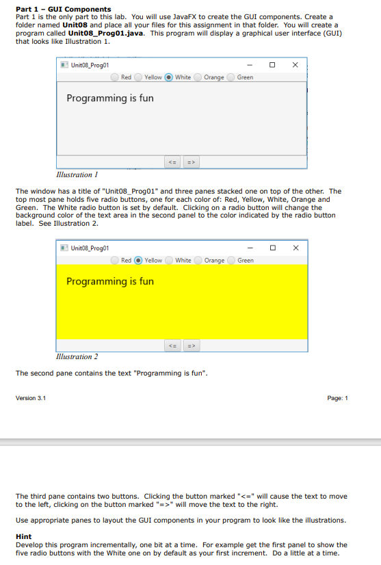 Solved Part 1 Gui Components Part 1 Is The Only Part To