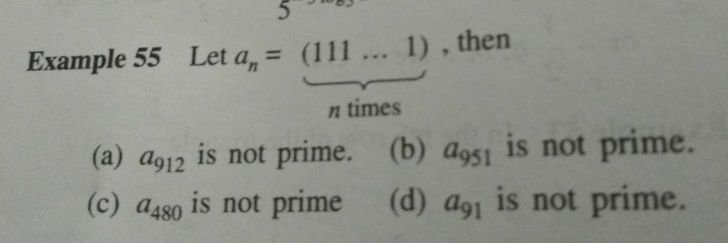 Solved Example 55 Let an= (111 I), then n times (a) a912 is | Chegg.com