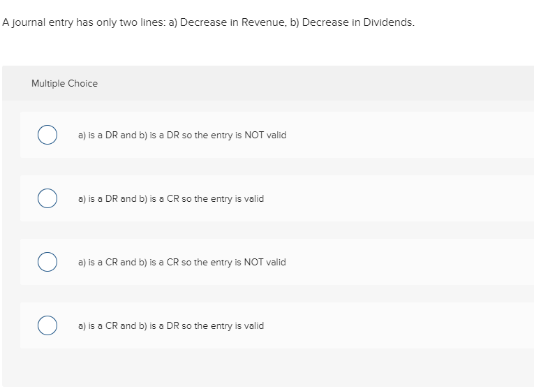 Solved A Journal Entry Has Only Two Lines A Decrease In 7356