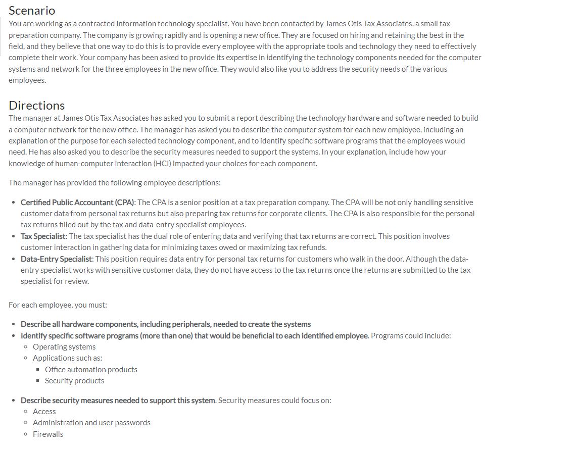 Solved Scenario You are working as a contracted information | Chegg.com