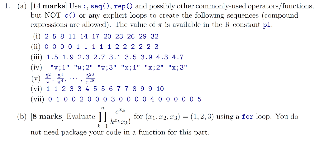 Solved 1 A 14 Marks Use Seq Rep And Possibly