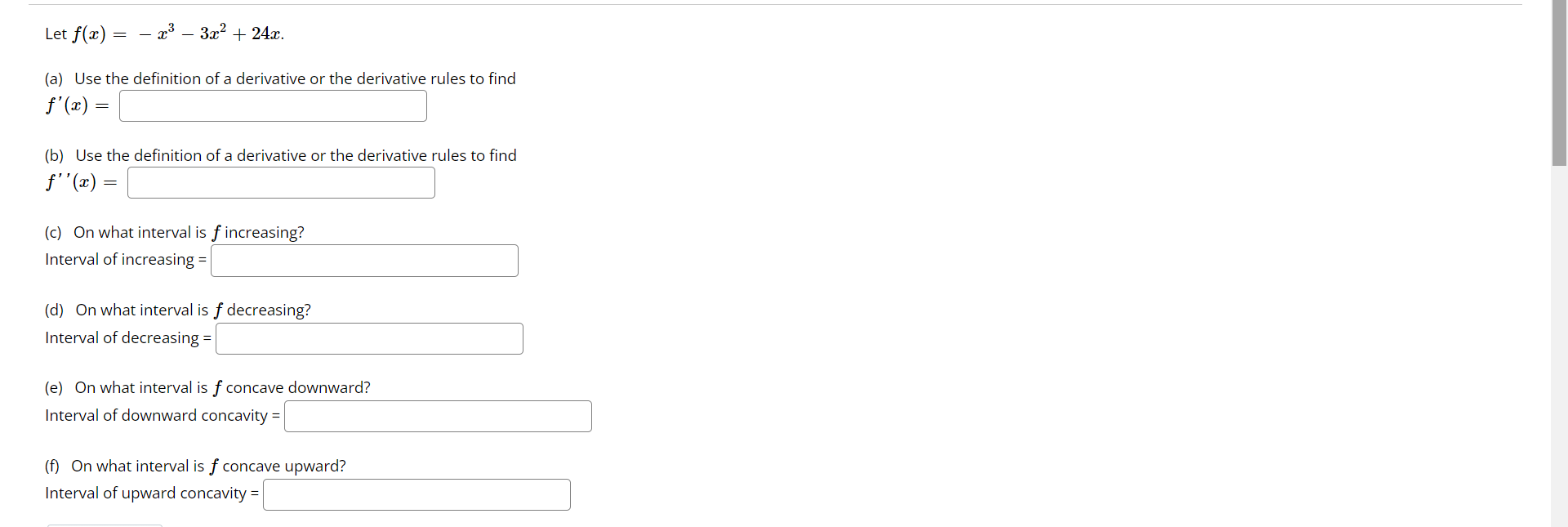 Solved Let f(x) = = 23 3.x2 + 24x. (a) Use the definition of | Chegg.com