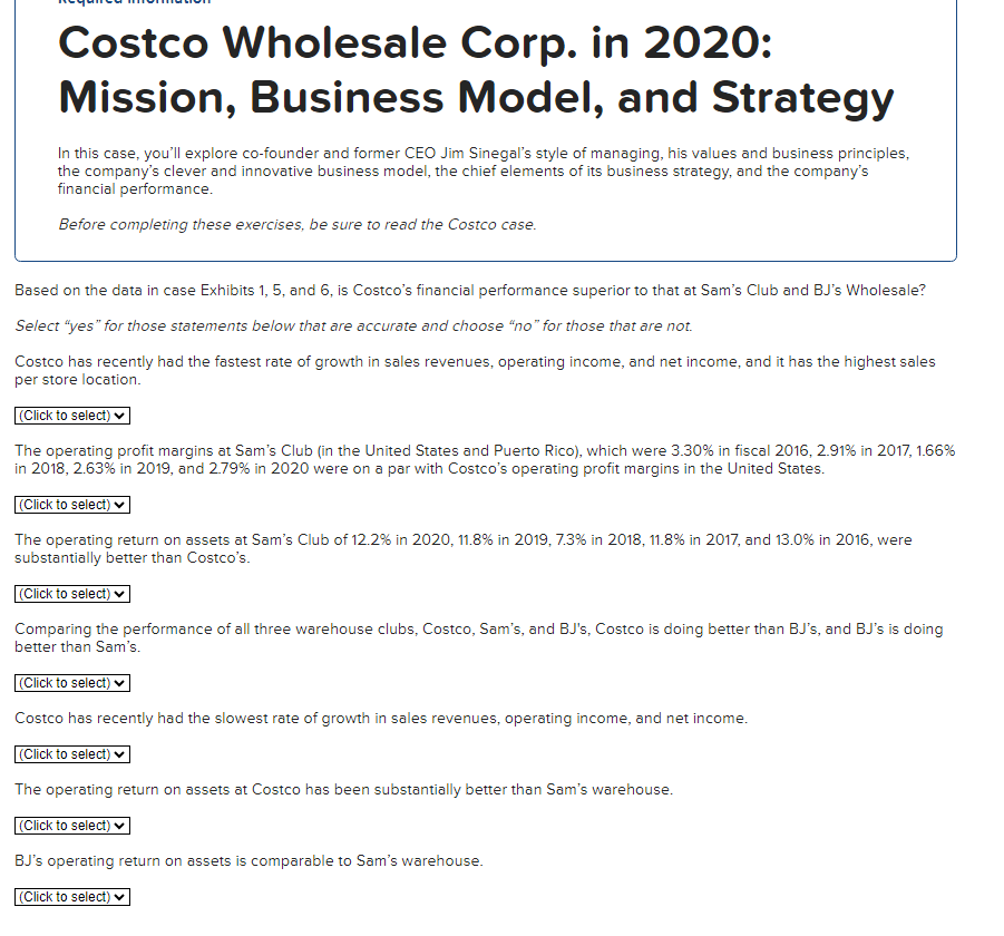 Solved Costco Wholesale Corp. in 2020: Mission, Business | Chegg.com