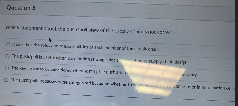 Solved Question 5 Which statement about the push/pull view | Chegg.com