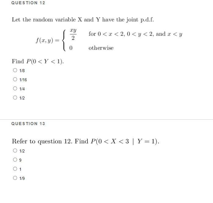 Solved QUESTION 12 Let the random variable X and Y have the | Chegg.com