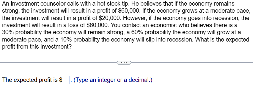 Solved An investment counselor calls with a hot stock tip. | Chegg.com