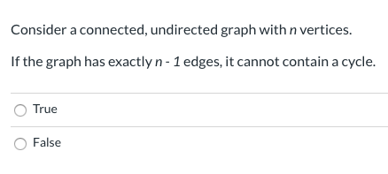 Solved Consider a connected, undirected graph with n | Chegg.com