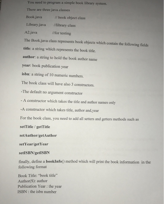 Solved You need to program a simple book library system. | Chegg.com