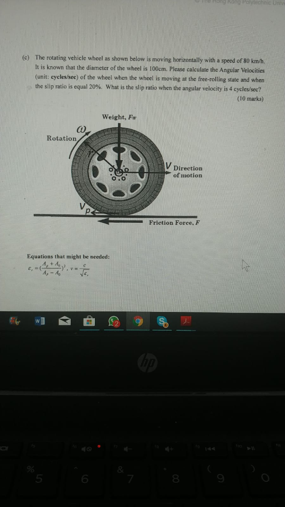 Solved (e) The rotating vehicle wheel as shown below is | Chegg.com
