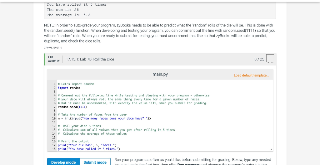 Solved Overview Write A Program That Simulates Rolling Dice 6868