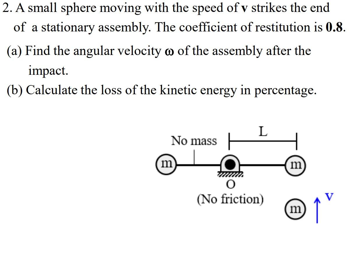 Solved 2. A small sphere moving with the speed of v strikes | Chegg.com