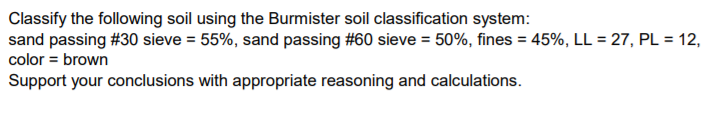 Classify the following soil using the Burmister soil | Chegg.com