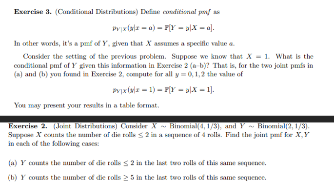 Exercise 3. (Conditional Distributions) Define | Chegg.com