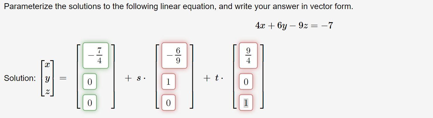 Solved Parameterize the solutions to the following linear | Chegg.com