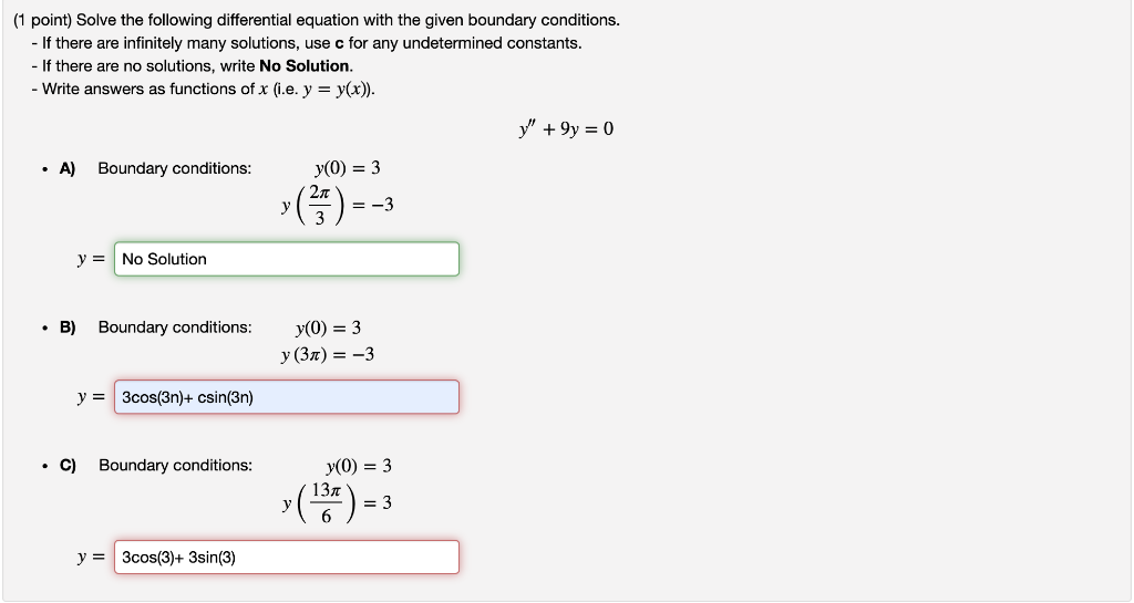 Solved (1 point) Solve the following differential equation | Chegg.com
