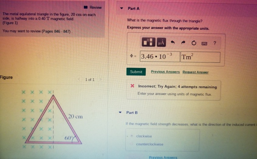 Solved Review Part A The metal equilateral triangle in the | Chegg.com