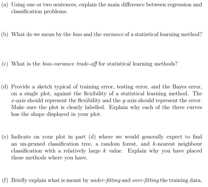 Solved (a) Using one or two sentences, explain the main | Chegg.com
