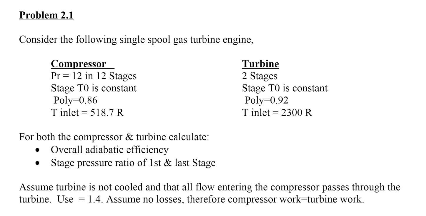 Solved Problem 2.1 Consider the following single spool gas | Chegg.com